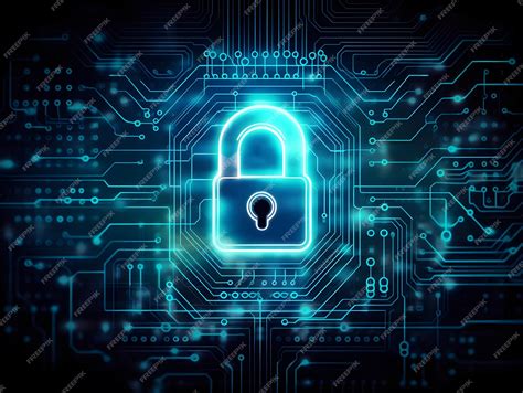 Premium Photo Lock In Centre Of Circuit Pattern Concept Of Data Security Cybersecurity
