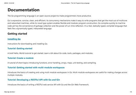 Documentation The Go Programming Language Documentation The Go