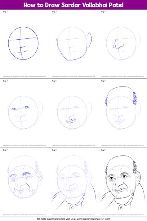 How To Draw Sardar Vallabhai Patel Politicians Step By Step