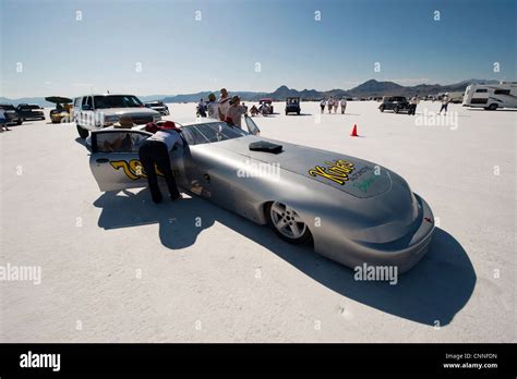 Bonneville Salt Flats Speed Week Retro Motor Bike Racing In Usa Hot
