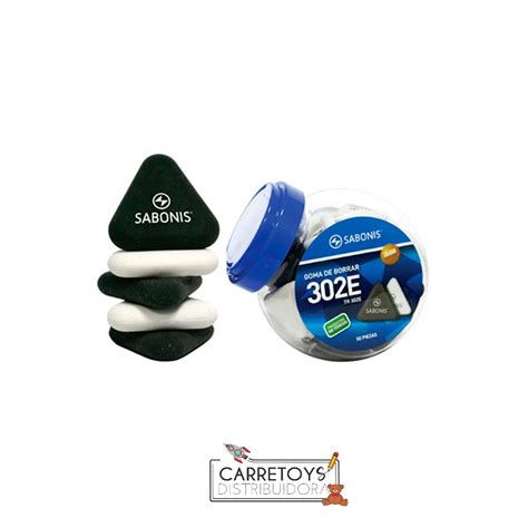 Goma De Borrar Triangular Blanca Y Negra Chica Pote X50 Unid Sabonis