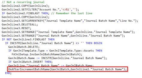 Eventrequest Onafterincrementbatchname In Codeunit 13 Gen Jnl Post
