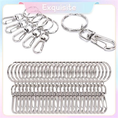 [ประณีต] 10 ชิ้น 25 มิลลิเมตรพวงกุญแจ Ripple Lobster Clasp พวงกุญแจสั้นโซ่แยกแหวน Diy [th