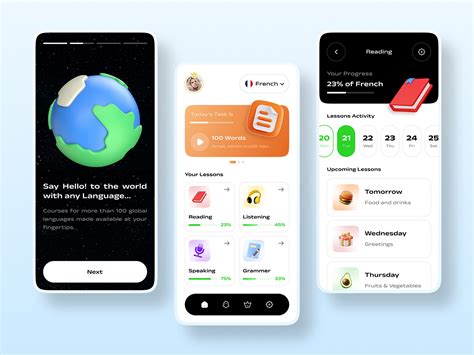 language learning application on behance