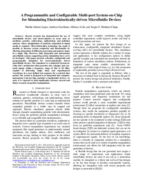 Pdf A Programmable And Configurable Multi Port System On Chip For Stimulating