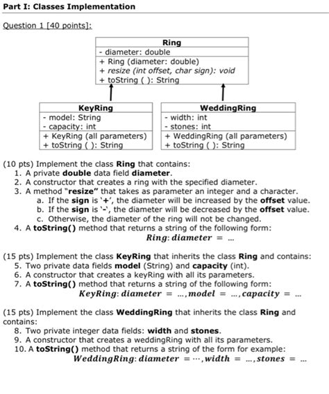 Solved Part I Classes Implementation Question 1 40