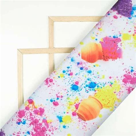Cotton Slub Holi Print Digital Prints White At Rs 100meter In Surat