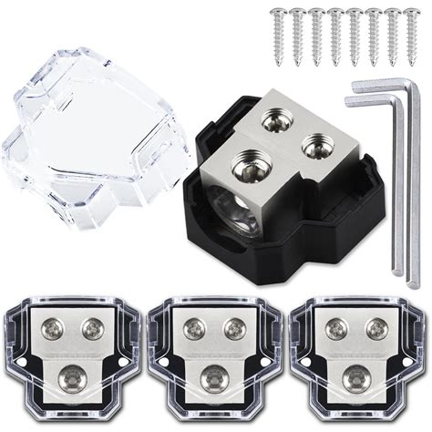 Buy Hamolar 4 Pack 2 Way Power Distribution Block 0 2 4 Gauge In 4 8 Gauge Out Amp Power