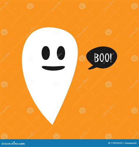 Funny Ghost And Speech Bubble With Text ` Boo ` Halloween Card Print Poster Sticker Stock