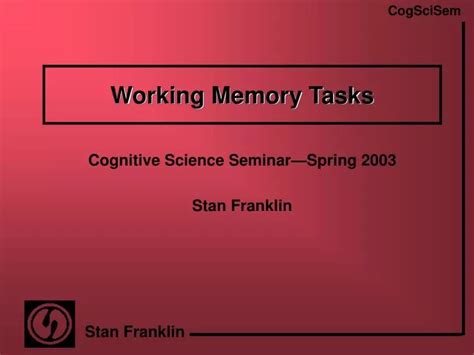 PPT Working Memory Tasks PowerPoint Presentation Free Download ID
