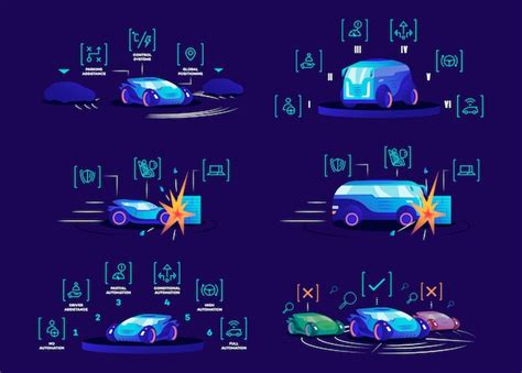 무인 자동차 자율 차량 인포 그래픽 무료 벡터