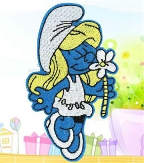 2 Smurfs Smurfette And Flower Embroidered Iron On Patch 4 Etsy