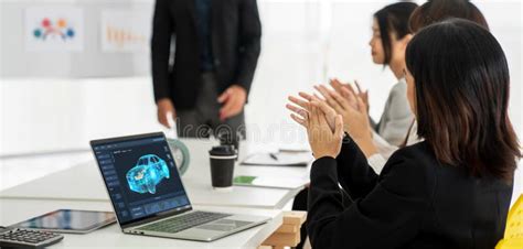 Electric Car Design Software On Computer Screen Show Simulation Blueprint Snugly Stock