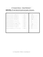 APCSA HOMEWORK Pdf A Computer Science Output Worksheet DIRECTIONS Fill In Each Blank With