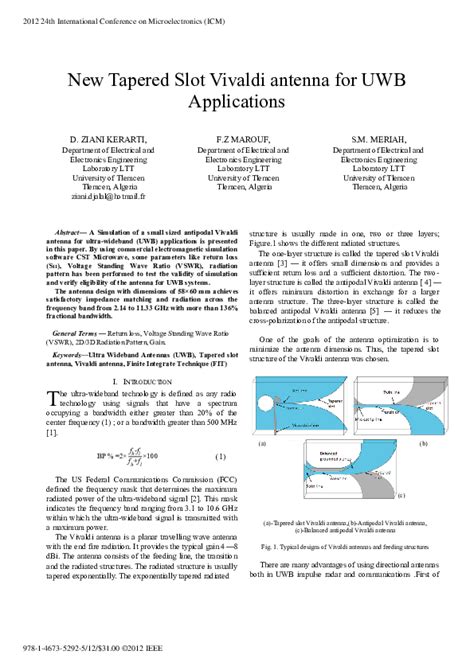 Pdf New Tapered Slot Vivaldi Antenna For Uwb Applications