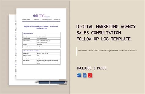 Digital Marketing Agency Sales Consultation Follow Up Log Template In Word PDF Google Docs