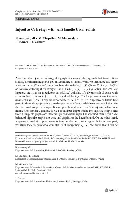 Pdf Injective Colorings With Arithmetic Constraints Mathieu Chapelle