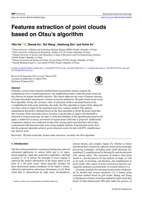 Features Extraction Of Point Clouds Based On Otsus Algorithm