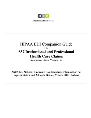 Fillable Online HIPAA EDI Companion Guide For 837 Institutional And Professional Health Care