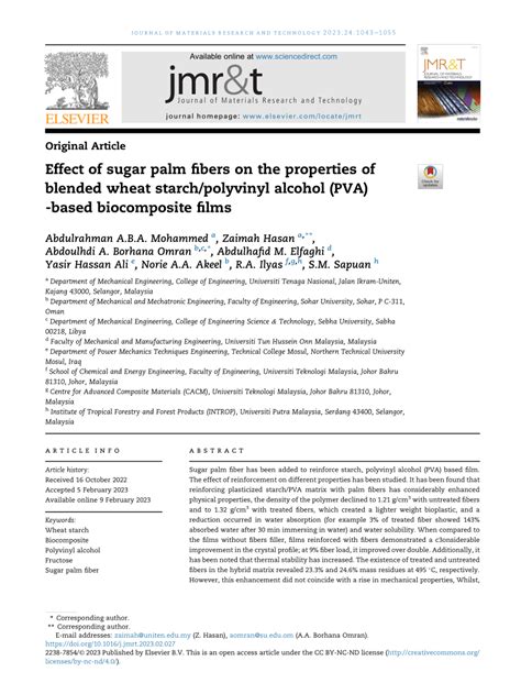 Pdf Effect Of Sugar Palm Fibers On The Properties Of Blended Wheat Starch Polyvinyl Alcohol