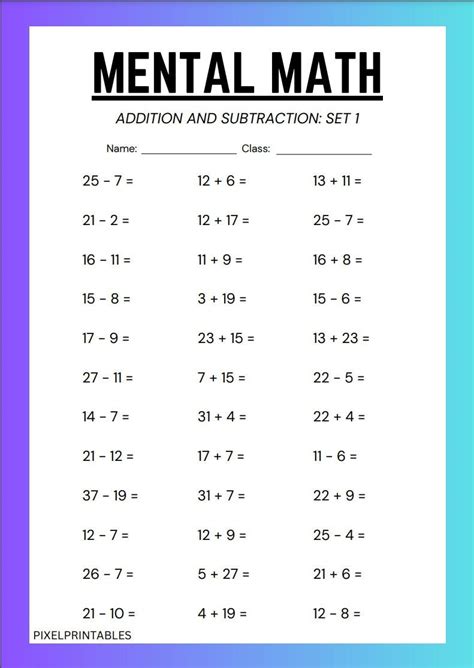 Addition And Subtraction Set 2 Etsy