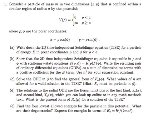 solved 1 consider a particle of mass m in two dimensions