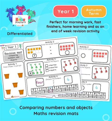 year 1 comparing objects and numbers revision mats year 1 place