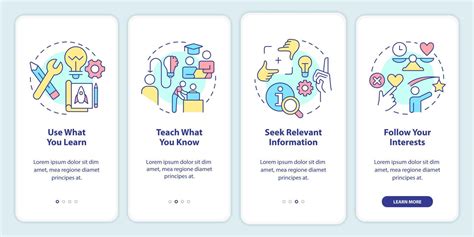 Practical Learning Techniques Onboarding Mobile App Screen Walkthrough 4 Steps Editable Graphic