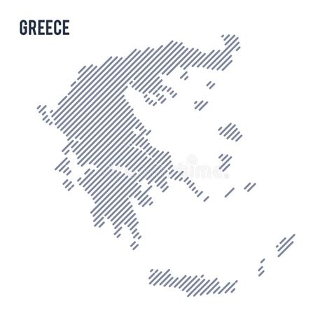 Vector Abstract Hatched Map Of Greece With Oblique Lines Isolated On A