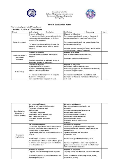 Thesis Evaluation Form Pdf Evidence Methodology
