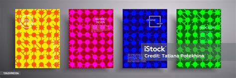 그래픽 기하학적 요소가 있는 밝은 커버의 벡터 일러스트레이션입니다 다채로운 하프톤 그라데이션 브로셔 포스터 배너 전단지 및 카드에 대한 템플릿 컬렉션 0명에 대한 스톡 벡터