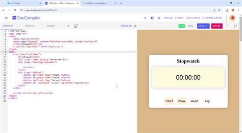 Webdevelopment Stopwatch Javascript Html Css Internship