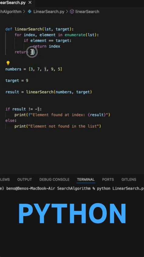 linear search algorithm in 60 seconds shorts trending dsa python todaytrending