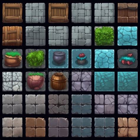 Collection Of Tiles For 2d Game Stock Illustration Illustration Of