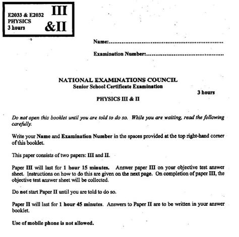 Neco Physics Answers 2023 Essay Obj Questions Out