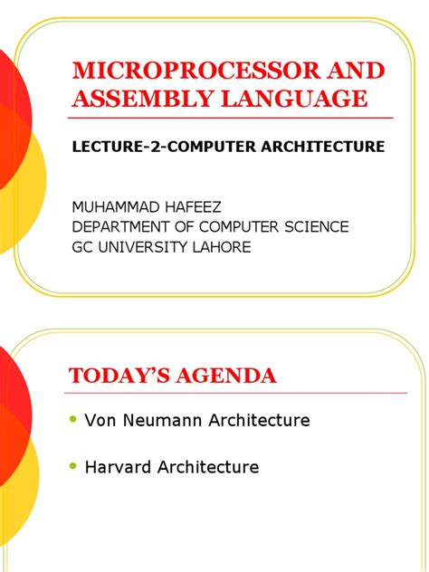microprocessor and assembly language lecture 2 computer architecture