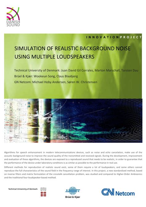 Pdf Simulation Of Realistic Background Noise Using Multiple Loudspeakers