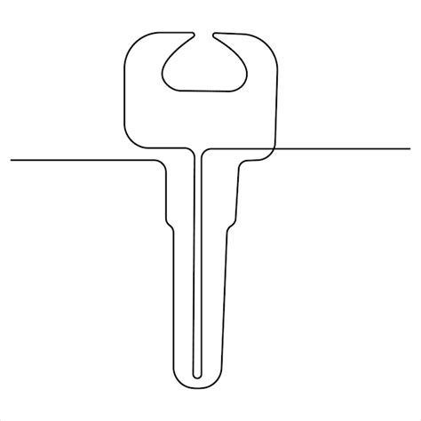 Premium Vector Continuous One Line Art Drawing Key Vector Outline Art Illustration