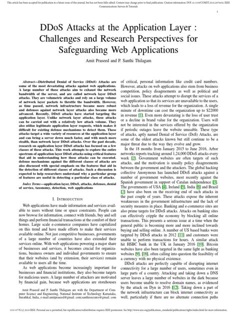 ddos attacks at the application layer challenges and research