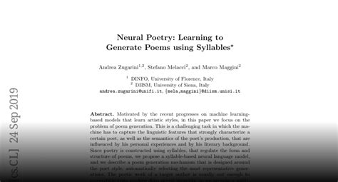 Paper Page Neural Poetry Learning To Generate Poems Using Syllables