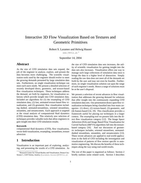 Pdf Interactive 3d Flow Visualization Based On Textures And Csbob
