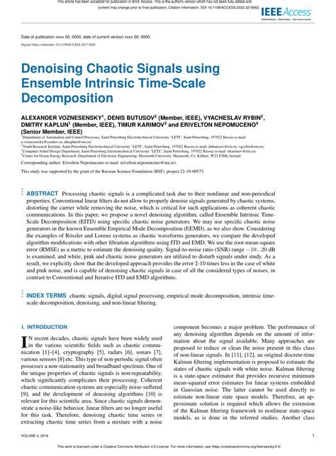 pdf denoising chaotic signals using ensemble intrinsic time scale