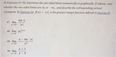 solved in exercises 47 54 determine the one sided limits