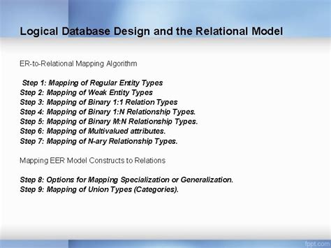Logical Database Design And The Relational Model Chapter