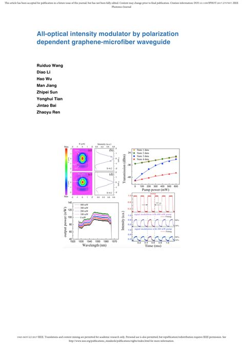 Pdf All Optical Intensity Modulator By Polarization Dependent