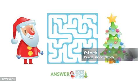 겨울 미로 게임입니다 재미 있는 산타 캐릭터와 응답 미 궁입니다 평면 벡터 일러스트입니다 흰색 배경에 고립 겨울에 대한 스톡 벡터 아트 및 기타 이미지 Istock