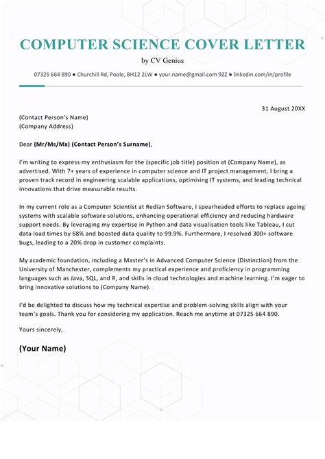 Computer Science Cover Letter Example And Writing Tips For 2025