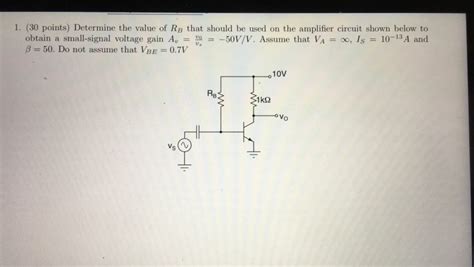 Solved Determine The Value Of R B That Should Be Used On The Chegg Com