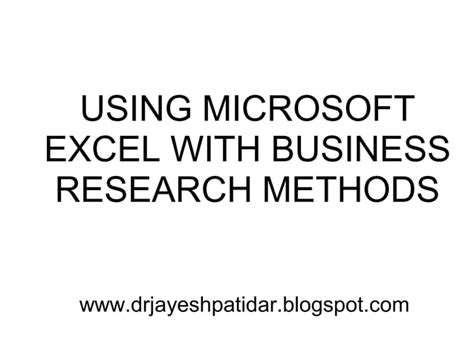 Excel And Research Pdf