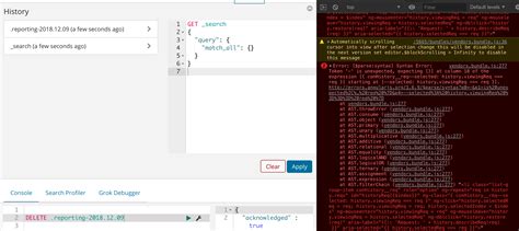 Dev Tools Errors When Opening The History · Issue 27109 · Elastic
